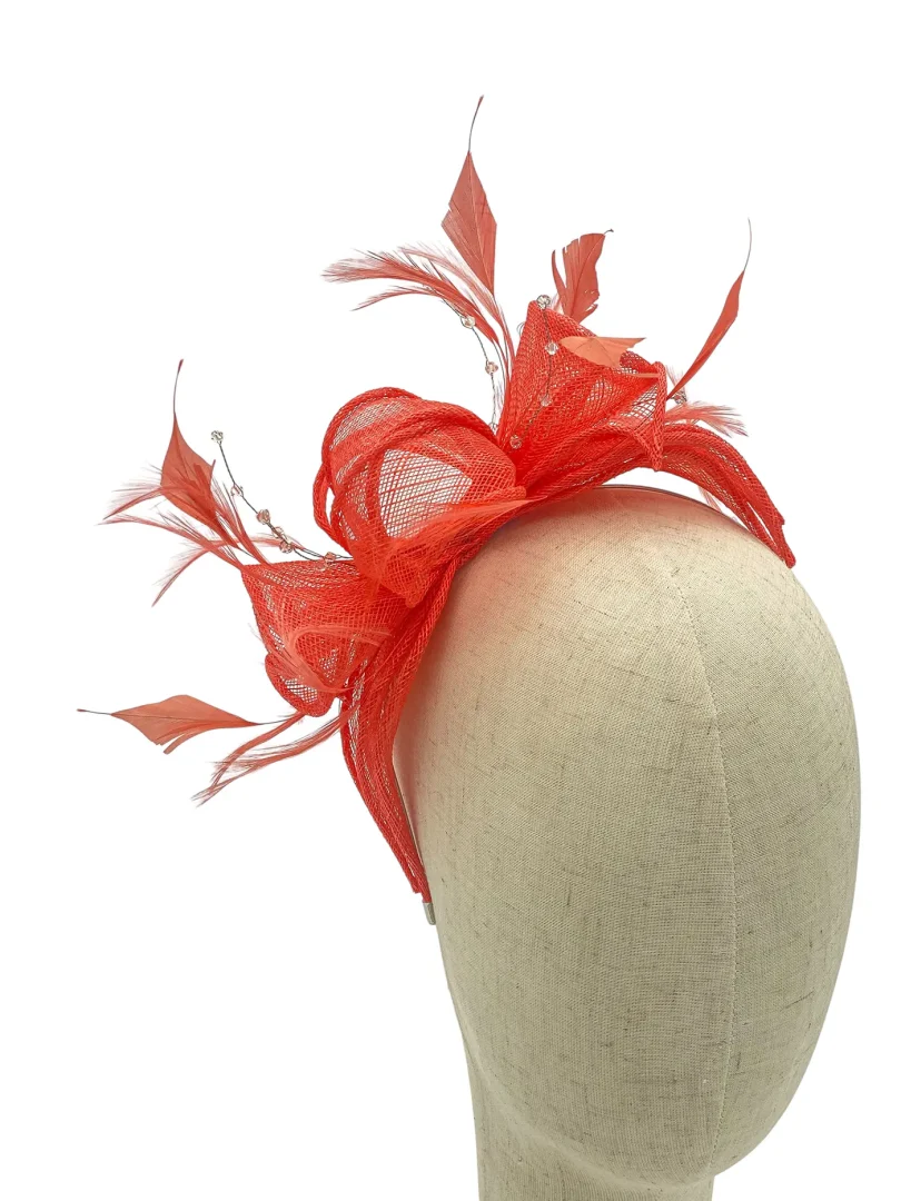 Coral Headband Fascinator With Crystal Beads